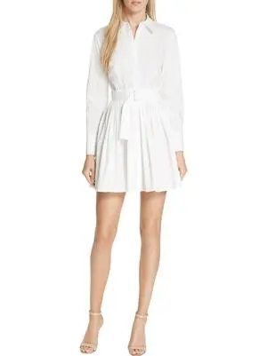 NICHOLAS Pleated Poplin Shirt Dress - White