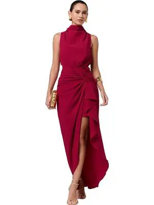 SAVEL Ursula Midi Dress - Plum Red