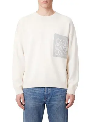 Loewe Loewe Crewneck Cotton-Blend Jumper With Jacquard Logo Beige