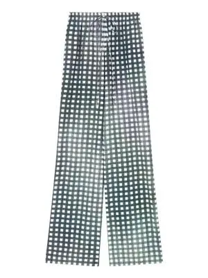 Ermanno Scervino Gingham Viscose Trousers - Black
