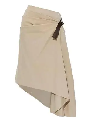 Loewe Belted Asymmetric Midi Skirt - Neutrals