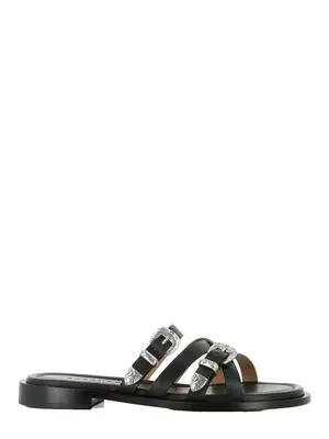 Sartore Buckle-strap Flat Sandals - Black