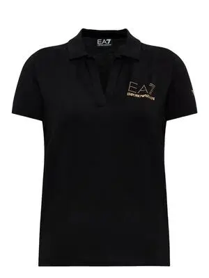 Emporio Armani Logo-detail V-neck Top - Black