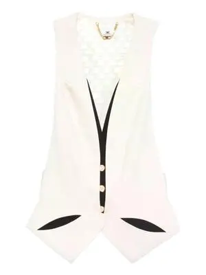 Elisabetta Franchi Button Detailed Sleeveless Waistcoat - Neutrals
