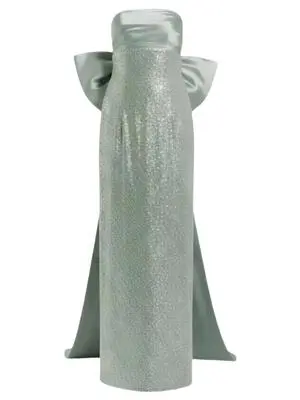 Mac Duggal Strapless Maxi Gown With Bow - Green