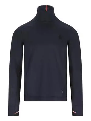 Moncler Logo Patch Turtleneck Sweater - Blue