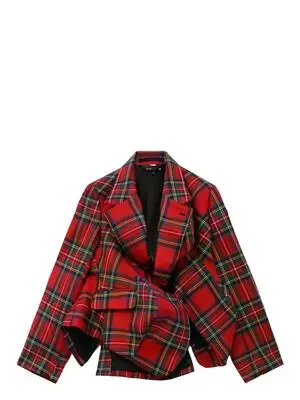 Comme Des Garçons Tartan-pattern Wool Blazer - Red