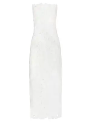Costarellos Castelle Strapless Midi Dress - White