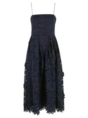 ROTATE BY BIRGER CHRISTENSEN 3d Floral Lace Flared Dress - Blue