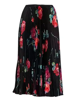 N°21 Pleated Floral Print Skirt - Black