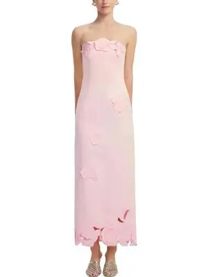 LEO LIN Floral Appliqué Strapless Gown - Pink