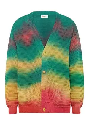 LANEUS Oversized Textured Knit Cardigan - Green