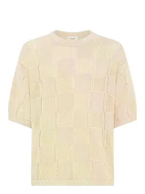 LANEUS Knitted Check T-shirt - Neutrals