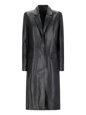 DESA 1972 Front-pockets Leather Coat - Black