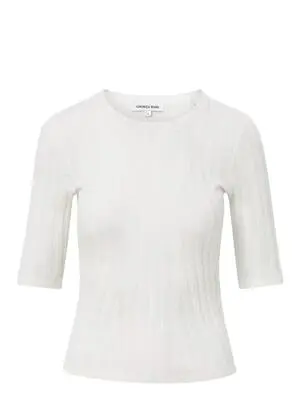 Veronica Beard Debois Ribbed Top - Neutrals