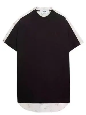 MSGM Floral Panel T-shirt Mini Dress - Black