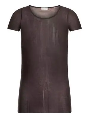 ROBERTO COLLINA Ribbed Cotton T-Shirt Brown