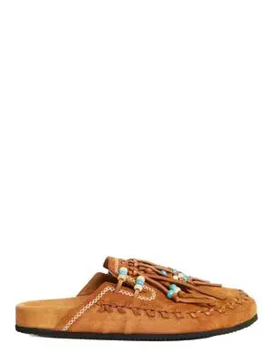 Alanui The Journey Beaded Flat Mules - Brown