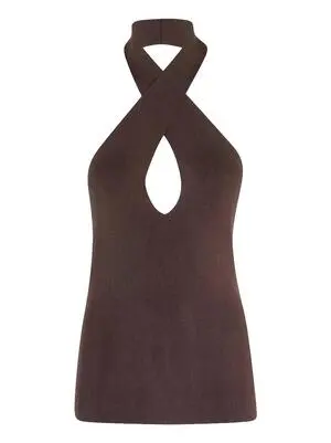 Federica Tosi Crossover Halter Top - Brown