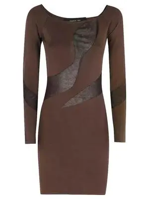 Federica Tosi Sheer Panel Fitted Dress - Brown