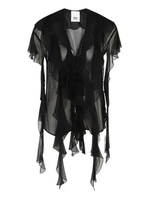 Erika Cavallini Lia Ruffled Tie Blouse - Black