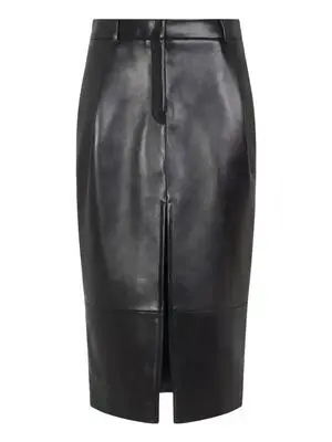 Khaite Split Leather Skirt - Black