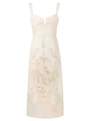 Zimmermann Drape Mermaid-print Midi Dress - Neutrals