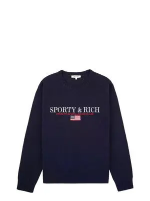 SPORTY & RICH S&r Nautical Graphic Crewneck Sweatshirt - Blue