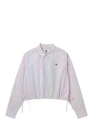 CHOCOOLATE Striped Cotton Shirt With Drawstring Detail - Pink