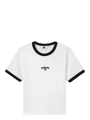 CHOCOOLATE Embroidered Detail Cotton T-shirt - White