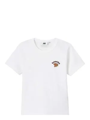 CHOCOOLATE Embroidered Detail Cotton T-shirt - White