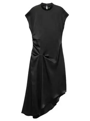 Shanghai Tang Ruched Asymmetric Dress - Black
