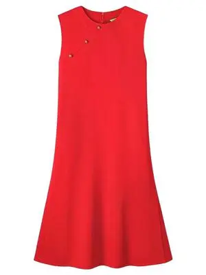 Shanghai Tang Knot-button Trapeze Mini Dress - Red