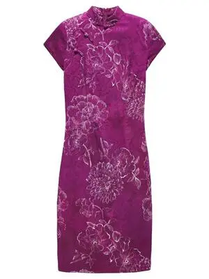 Shanghai Tang Floral Print Dress - Purple