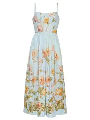 Cara Cara Alba Floral-Pattern Midi Dress Blue