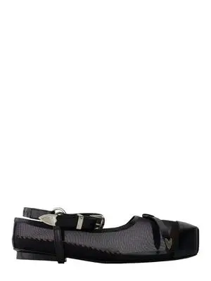 Toga Buckled Ballet Flats - Black