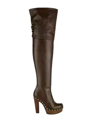 Chloé Lola Studded Boots - Brown