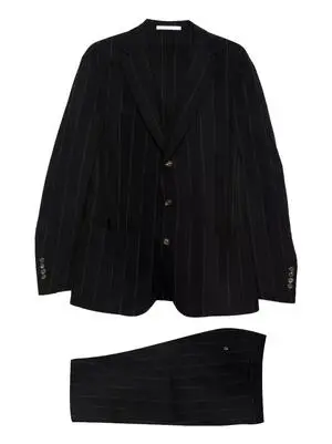 Eleventy Pinstripe Suit - Black