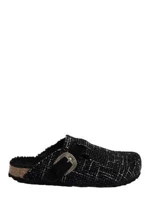 Faliero Sarti Buckle Pattern Mules - Black