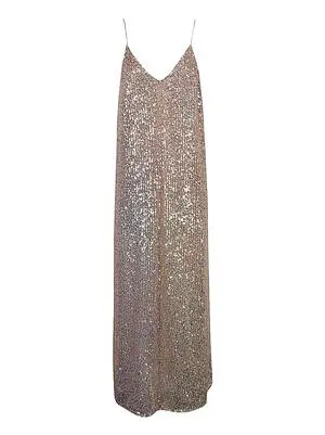 THE NINA STUDIO Sequin V-neck Dress - Yellow