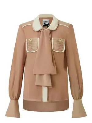EDWARD ACHOUR PARIS Round-collar Pocketed Blouse - Neutrals