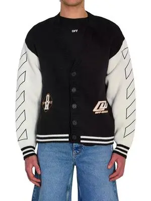Off-White Varsity Ribbed Cardigan - Black