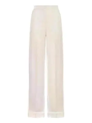 Max Mara Silk Wide Leg Pants - Pink