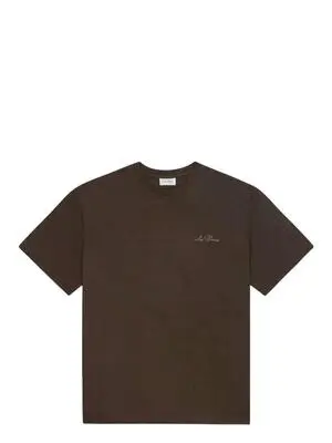 LES DEUX Crew Cotton T-shirt - Brown