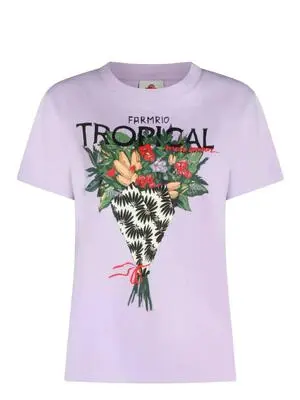 Farm Rio Floral Print T-shirt - Purple