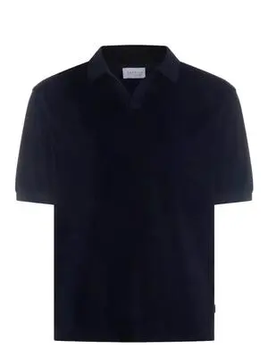 04651 / A TRIP IN A BAG Terry Johnny Short Sleeve Polo Shirt - Blue