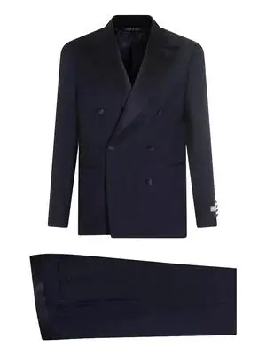 Canali Double-breasted Shawl Collar Suit - Blue