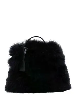 Moschino Feathers Top Handle Tote Bag - Black