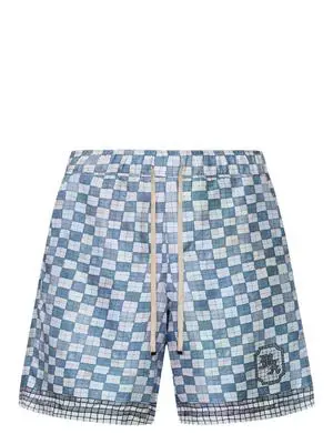 Amiri Checkered Logo Shorts - Blue
