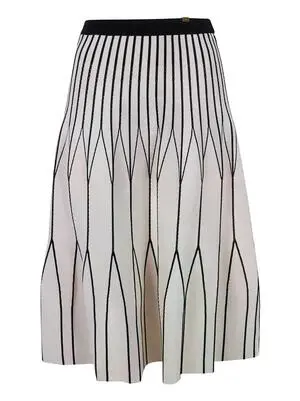Elisabetta Franchi A-line Midi Skirt With Geometric Stripes - Neutrals